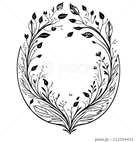 engravings floral frame illustration sketch draw のイラスト素材 [112554431 ...