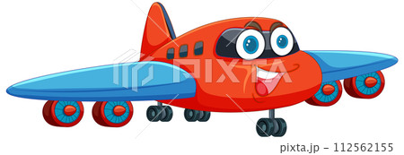 Happy Cartoon Airplane Ready for Takeoffのイラスト素材 [112562155] - PIXTA