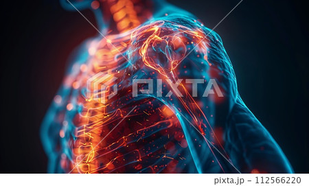 3d human body with glowing rib cage. Medical...のイラスト素材 [112566220] - PIXTA
