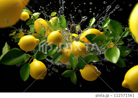 Organic lemons background.のイラスト素材 [112571561] - PIXTA