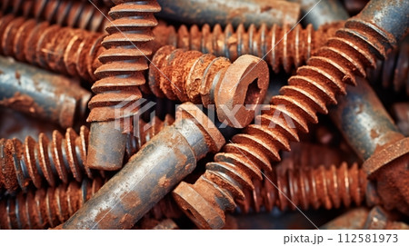 Close-up of rusted bolt threads, aged and...のイラスト素材 [112581973] - PIXTA