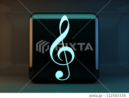 Icon or symbol of music, treble clef. 3d...のイラスト素材 [112583338] - PIXTA