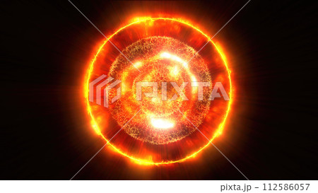 Yellow energy magic sphere round hi-tech light...のイラスト素材 [112586057 ...