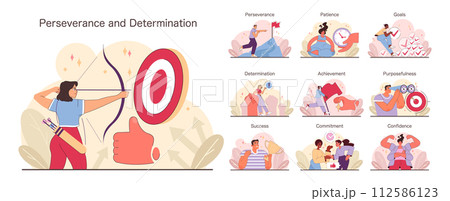 Perseverance and Determination set. Various...のイラスト素材 [112586123] - PIXTA