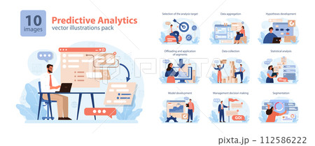 Predictive analytics set. Process of using data...のイラスト素材 [112586222] - PIXTA