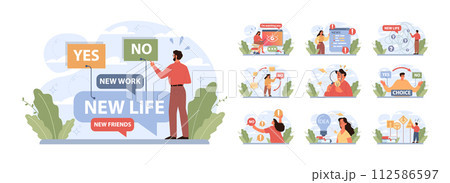 Neophobia, fear of anything new set. Fixed...のイラスト素材 [112586597] - PIXTA