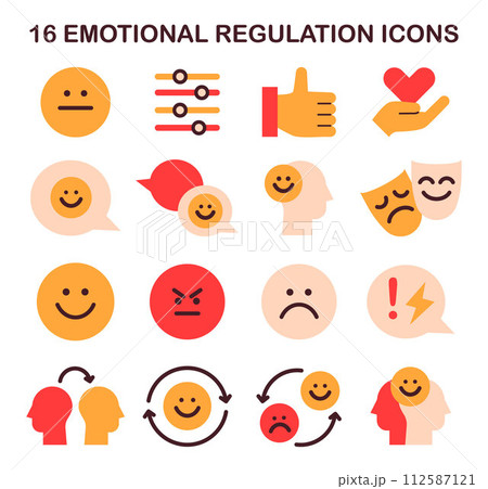 Emotional regulation icons set. Emotion balance...のイラスト素材 [112587121 ...