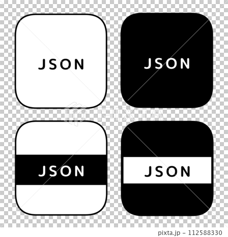 File extension JSON icon set 4 types (black and... - Stock Illustration ...