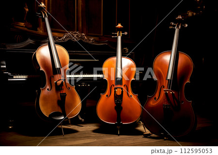 music trio instrument with piano, violin and...のイラスト素材 [112595053] - PIXTA