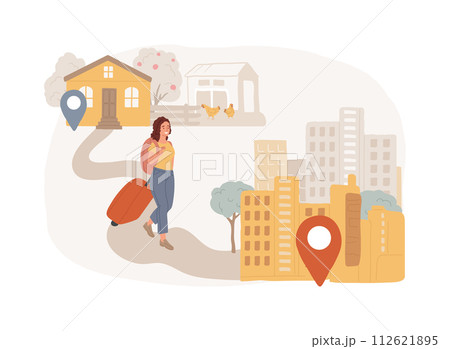 Migration from the countryside to the town...のイラスト素材 [112621895] - PIXTA