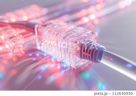 Brightly lit ethernet cables highlighting...のイラスト素材 [112630930] - PIXTA