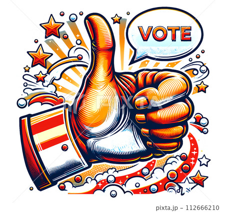 Thumbs Up for American Democracy: Vote Sticker...のイラスト素材 [112666210 ...