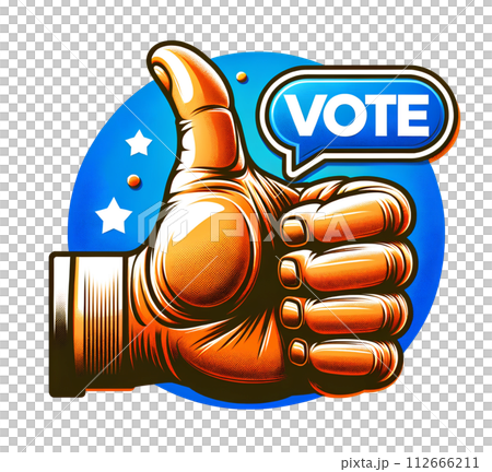 Retro Thumbs Up Vote Illustrationのイラスト素材 [112666211] - PIXTA