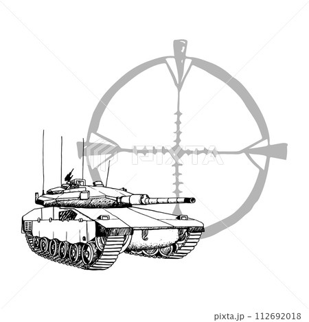 Merkava Tank of Israel with optical sight black...のイラスト素材 [112692018 ...