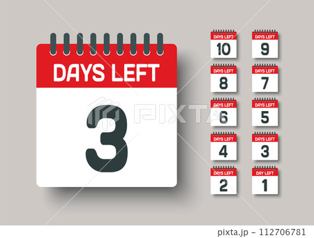 Countdown daily page calendar icon - 3 days leftのイラスト素材 [112706781] - PIXTA