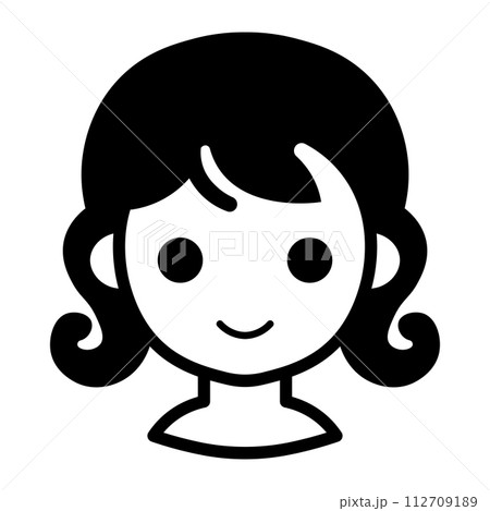 black vector girl icon on white backgroundのイラスト素材 [112709189] - PIXTA