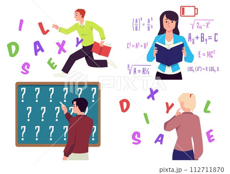 Set of people having learning difficulties flat...のイラスト素材 [112711870 ...