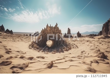 Surreal rock vortex formation. Fictional coiled...のイラスト素材 [112711945 ...