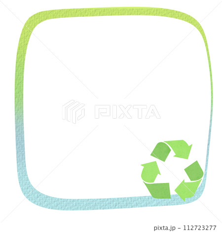 Green and blue vibrant border with recycling iconのイラスト素材 [112723277 ...