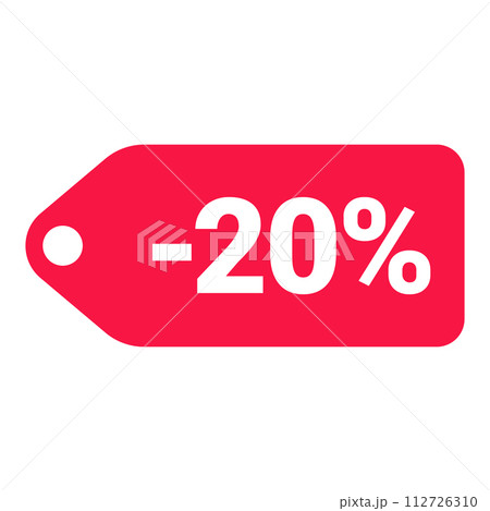 red 20 percent discount label on white backgroundのイラスト素材 [112726310 ...
