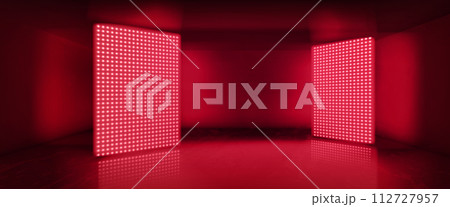 3d red led light panel in studio room backgroundのイラスト素材 [112727957] - PIXTA