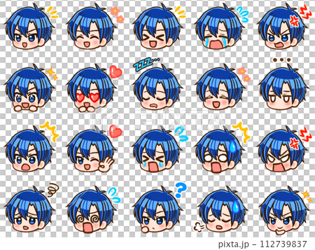 Boy's emotions, anger, sadness, diagonal face,... - Stock Illustration ...