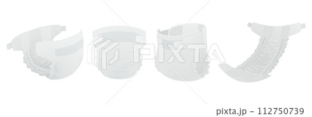 Flat Vector Illustration of a Baby Diaper. Side...のイラスト素材 [112750739 ...