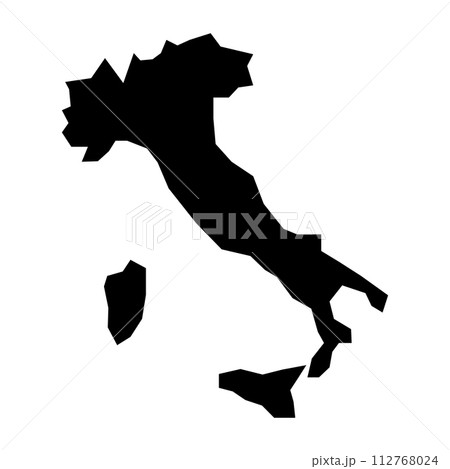 black vector italy map on white backgroundのイラスト素材 [112768024] - PIXTA