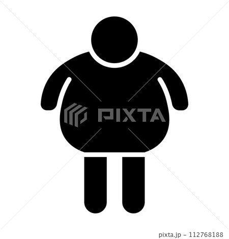 black vector fat man icon on white backgroundのイラスト素材 [112768188] - PIXTA