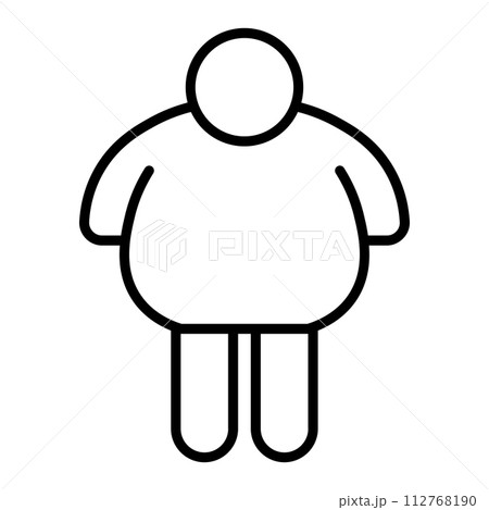 black vector fat man icon on white backgroundのイラスト素材 [112768190] - PIXTA