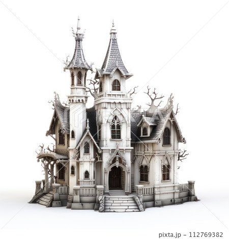 Scary house isolated on white background....のイラスト素材 [112769382] - PIXTA