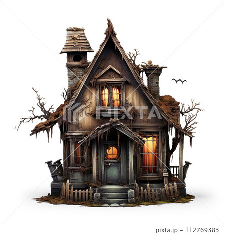 Scary house isolated on white background....のイラスト素材 [112769383] - PIXTA