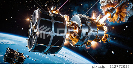 Attacked and destroyed communication and...のイラスト素材 [112772035] - PIXTA