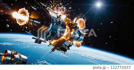 Attacked and destroyed communication and...のイラスト素材 [112772037] - PIXTA