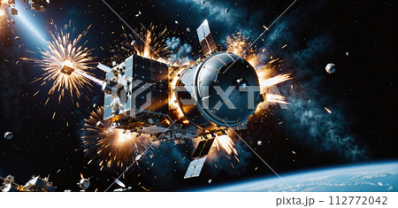 Attacked and destroyed communication and...のイラスト素材 [112772042] - PIXTA