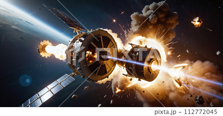 Attacked and destroyed communication and...のイラスト素材 [112772045] - PIXTA