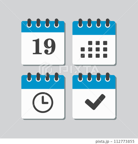 Icon calendar number 19, agenda app, timer, doneのイラスト素材 [112773855] - PIXTA