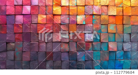 Abstract background made of multi-colored 3d cubesのイラスト素材 [112779684 ...