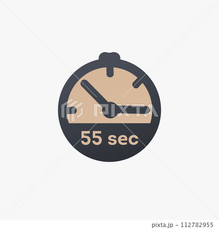 55 second timer clock. 55 sec stopwatch icon...のイラスト素材 [112782955] - PIXTA