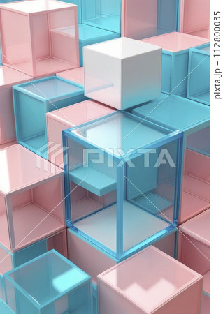 Dynamic shapes composition symmetric boxes and...のイラスト素材 [112800035 ...