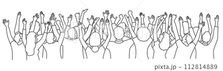 group people, crowd, back view, happyのイラスト素材 [112814889] - PIXTA