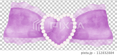 Purple Coquette ribbon bow aesthetic watercolorのイラスト素材 [112832884] - PIXTA