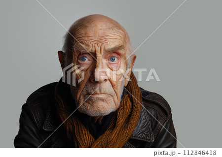 portrait of senior man on a solid gray backgroundのイラスト素材 [112846418 ...
