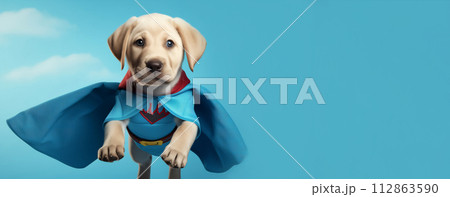 A super hero Labrador Retriever puppy dressed...のイラスト素材 [112863590] - PIXTA