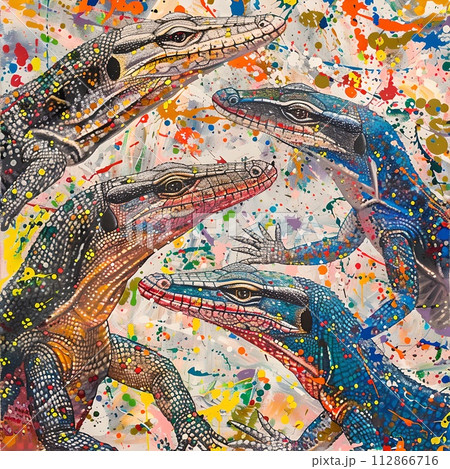 Colorful crocodiles in abstract art style,...のイラスト素材 [112866716] - PIXTA