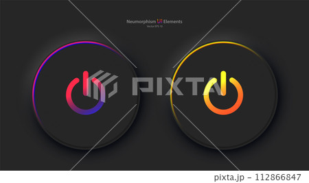 A set of round buttons with the power symbol in...のイラスト素材 [112866847 ...