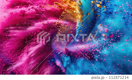 Splash of color powder background. Multicolored...のイラスト素材 [112871214 ...
