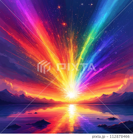 A beautiful colorful fantasy landscapeのイラスト素材 [112878466] - PIXTA