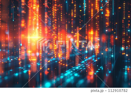 Digital background featuring glowing binary...のイラスト素材 [112910782] - PIXTA