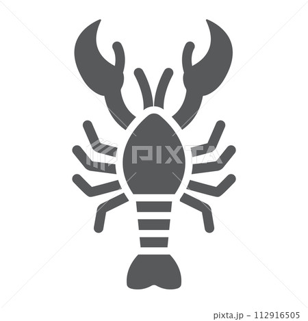 Lobster glyph icon, food and sea, cancer sign,...のイラスト素材 [112916505 ...